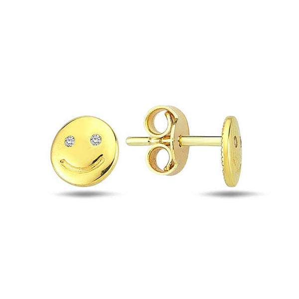 Smiley face 9 Carat Gold Ear Studs – The Giftology Co